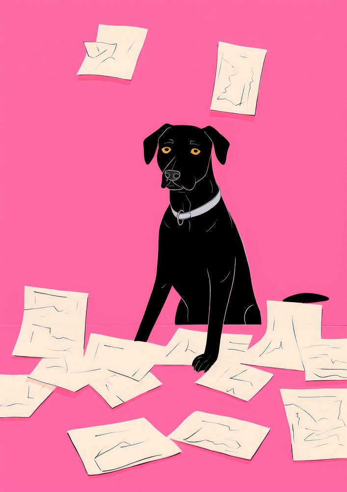Dog doing homework Risograph animal | Premium Photo Illustration - rawpixel