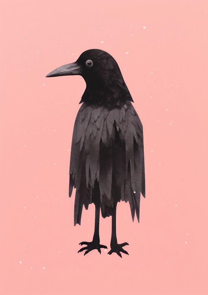 Witch bird Risograph blackbird animal | Premium Photo Illustration ...