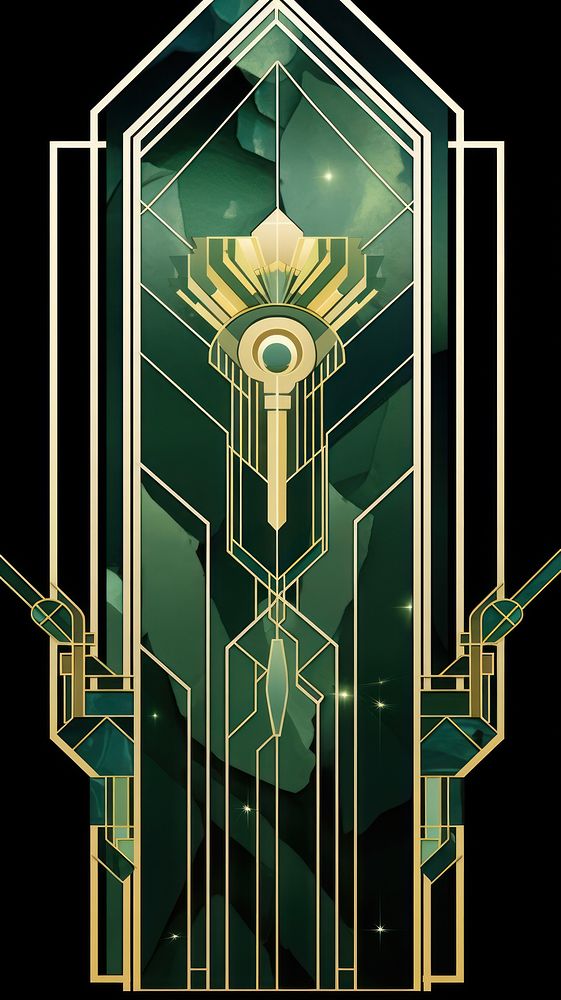 Art deco green gold architecture. | Premium Photo - rawpixel