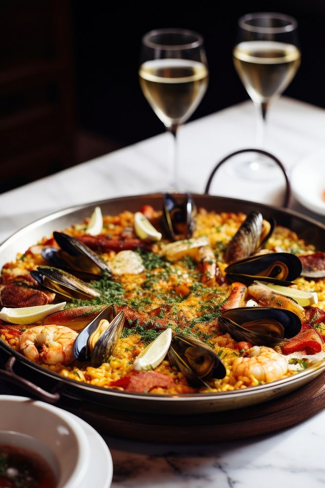 Paella food refreshment crustacean. AI | Free Photo - rawpixel