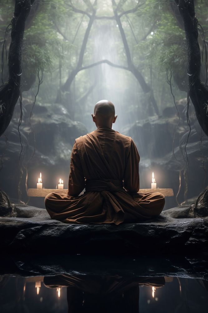 Monk meditates adult contemplation spirituality. | Free Photo - rawpixel