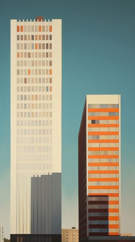 Minimal retro office towers architecture | Free Photo Illustration ...