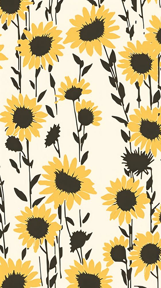 Stroke painting sunflower wallpaper pattern | Premium Photo Illustration - rawpixel