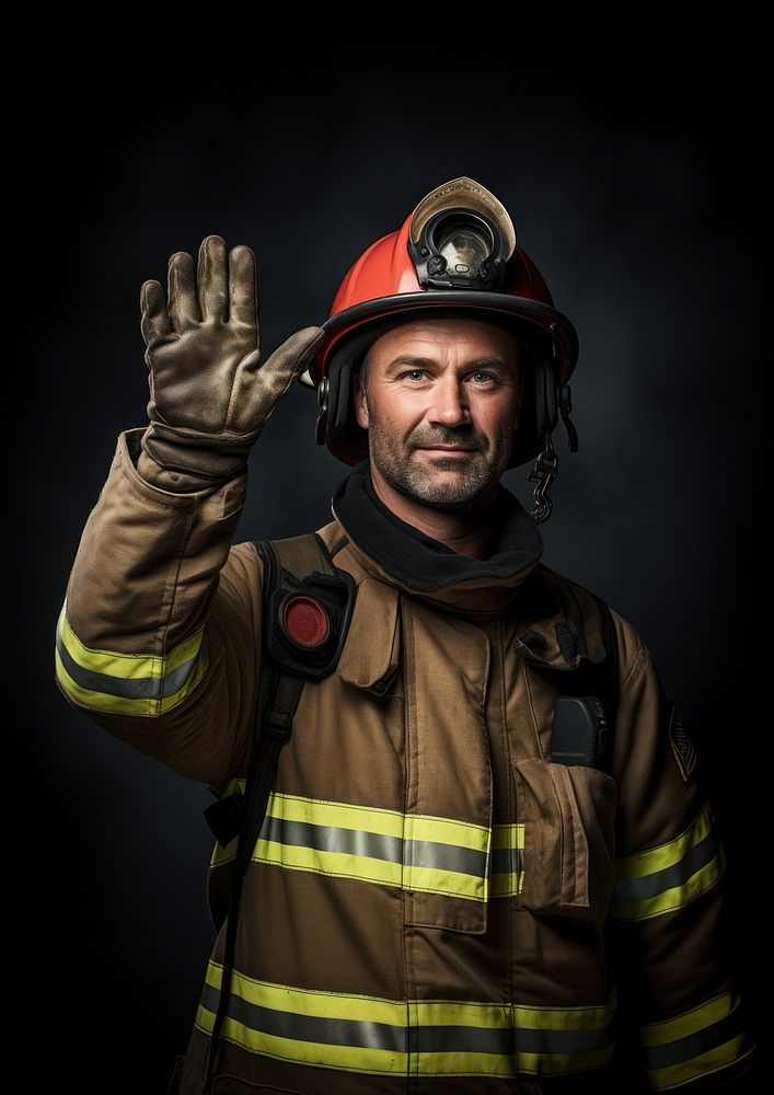 Firefighter portrait uniform helmet. | Premium Photo - rawpixel