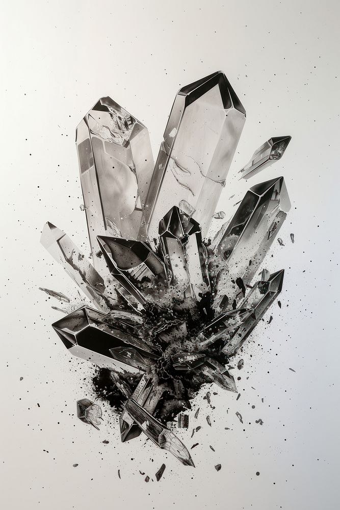 broken crystal mineral drawing quartz. | Free Photo Illustration - rawpixel