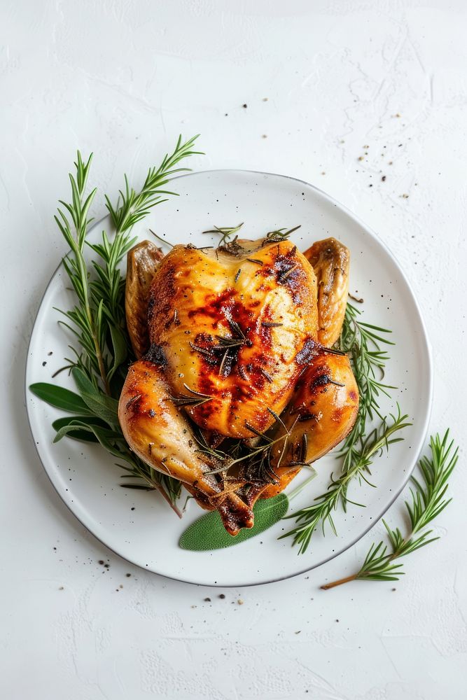 Photo roasted roast chicken plate | Free Photo - rawpixel