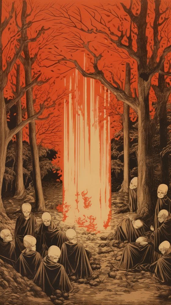 Traditional japanese funeral outdoors painting | Premium Photo ...