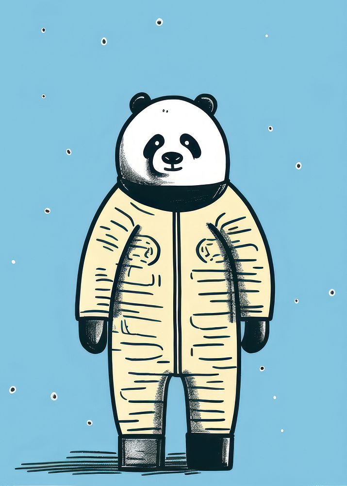 Illustration panda spacesuit drawing sketch | Premium Photo ...
