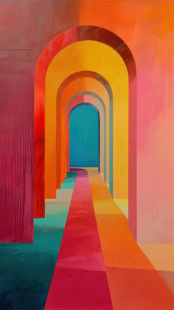 Painting architecture corridor rainbow. | Free Photo Illustration ...
