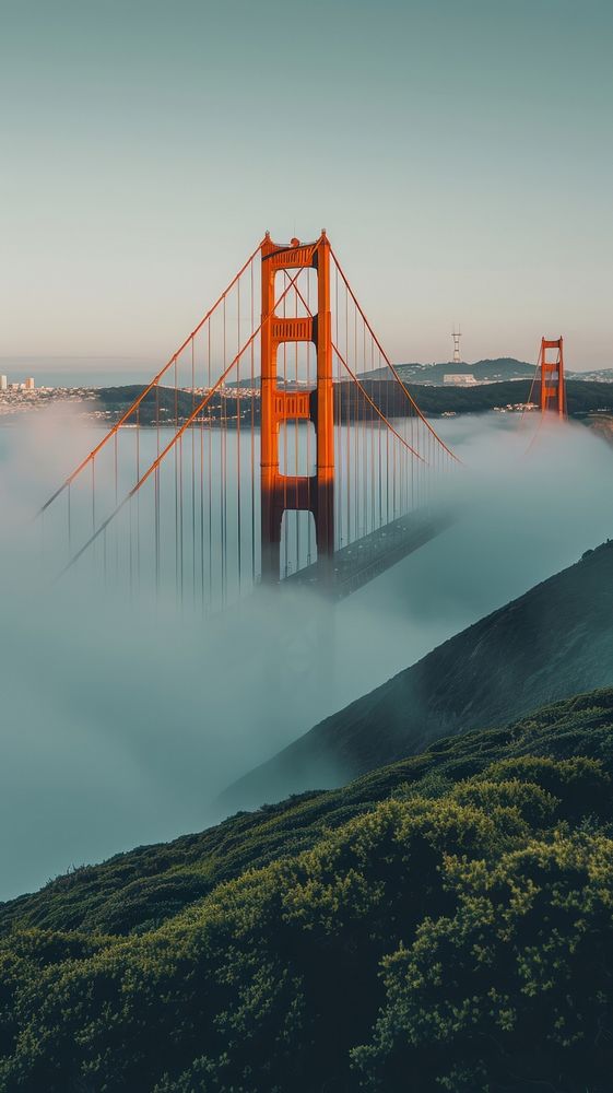 Aesthetic golden gate landscape wallpaper | Free Photo - rawpixel