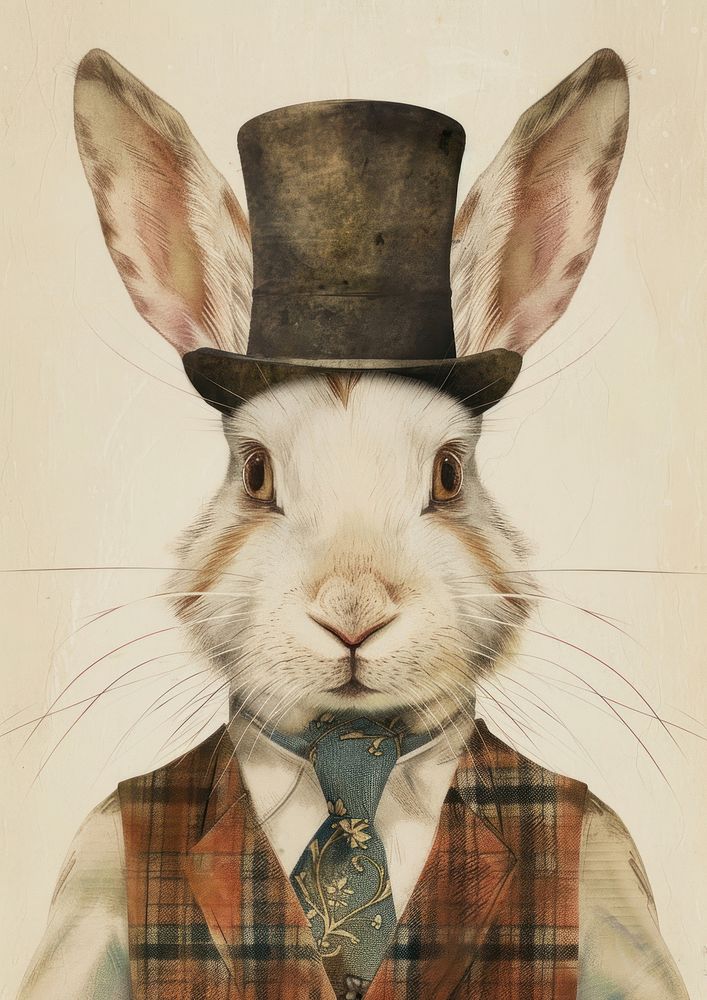 Vintage illustration white rabbit art | Free Photo Illustration - rawpixel