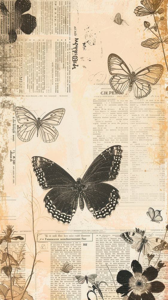 Butterflys border backgrounds insect paper. | Premium Photo ...