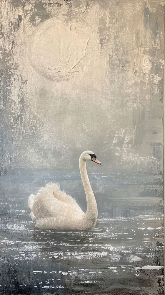 Minimal space Swan swan painting | Premium Photo Illustration - rawpixel
