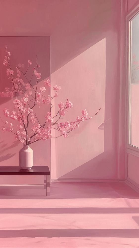 Minimal space Pink living room | Free Photo Illustration - rawpixel