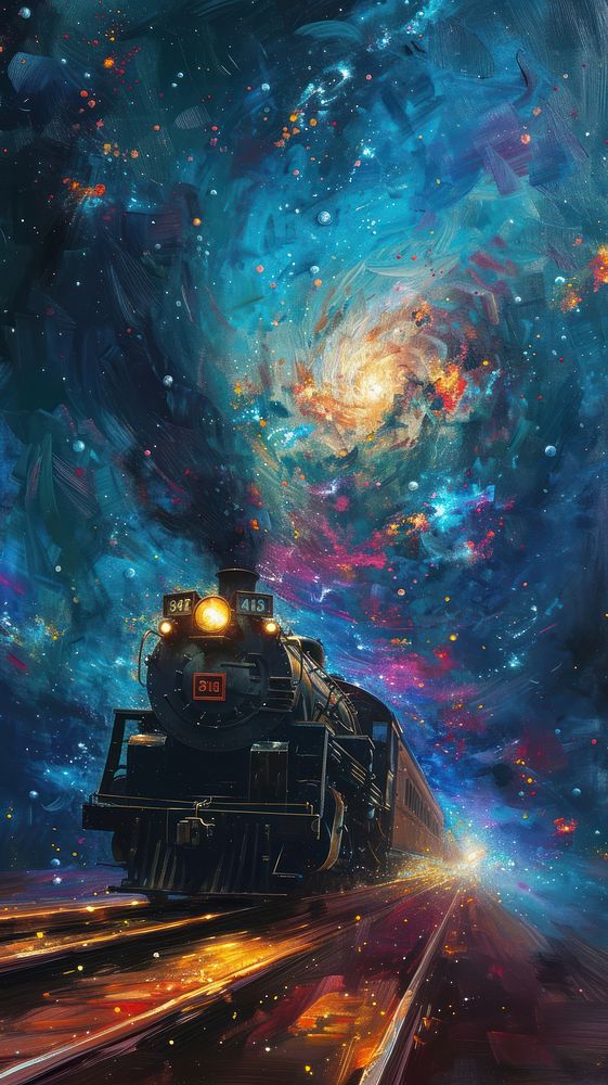 Minimal space Train running galaxy | Premium Photo Illustration - rawpixel