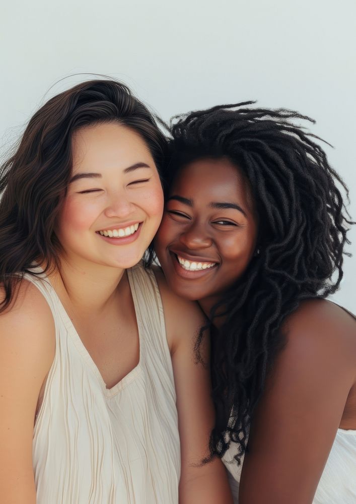 2 happy women laughing portrait | Premium Photo - rawpixel