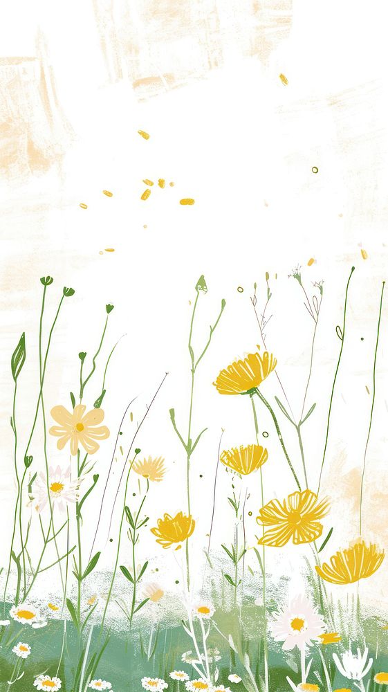 Cute field illustration pattern flower | Free Photo Illustration - rawpixel