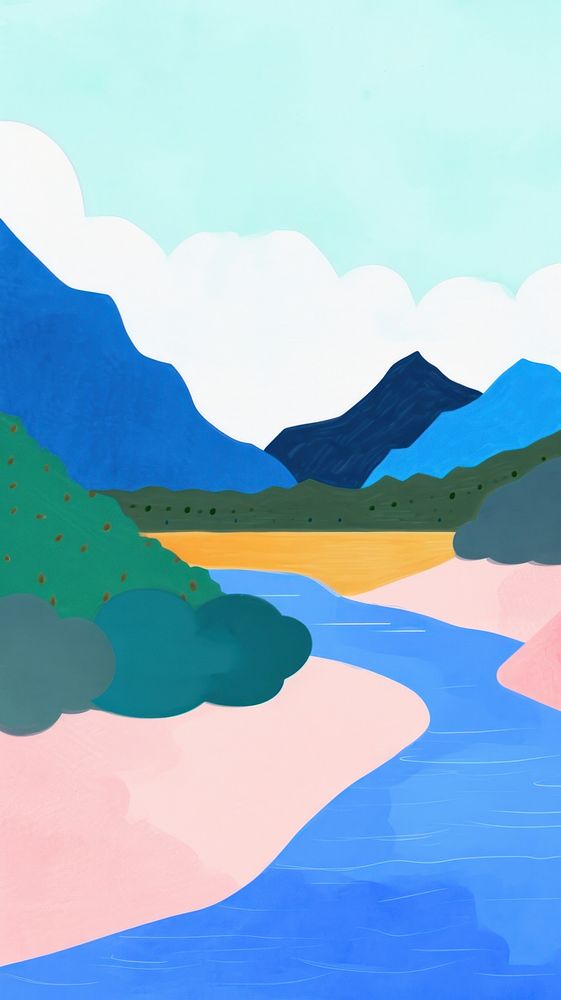 Cute lake illustration outdoors painting | Premium Photo Illustration ...