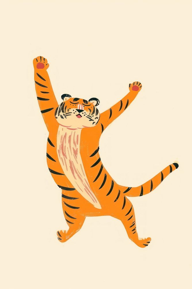 Cute tiger dancing illustration wildlife | Free Photo Illustration ...