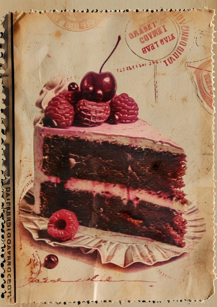 Vintage postage stamp cake dessert | Free Photo Illustration - rawpixel