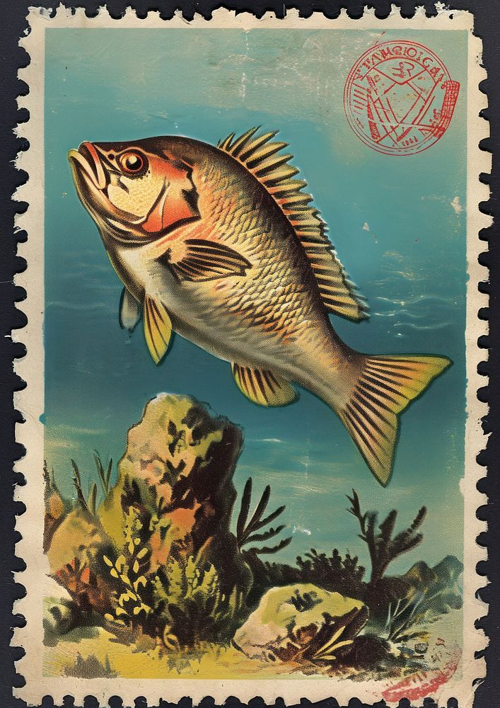 Vintage postage stamp fish animal | Free Photo Illustration - rawpixel