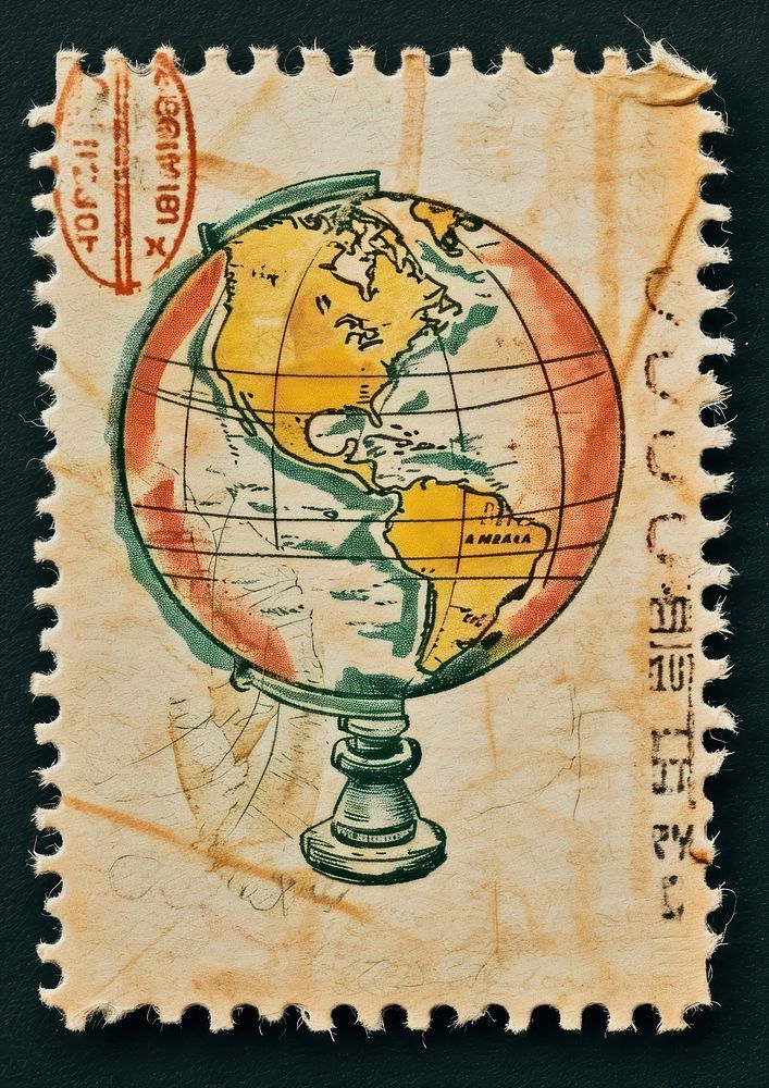 Vintage postage stamp globe paper | Free Photo Illustration - rawpixel