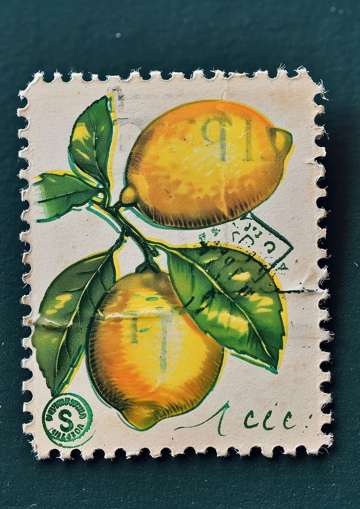 Vintage postage stamp lemon fruit | Free Photo Illustration - rawpixel