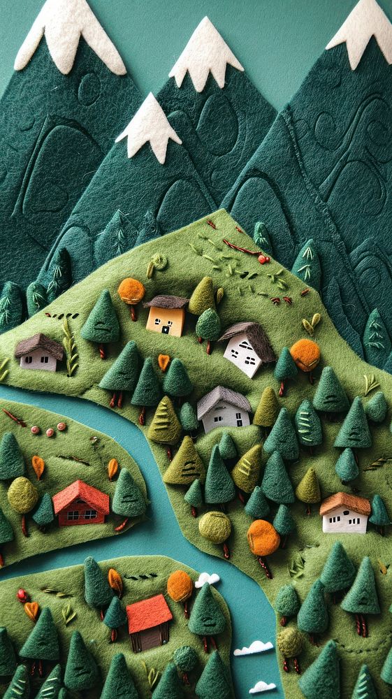 Wallpaper felt mountain pattern green | Premium Photo - rawpixel