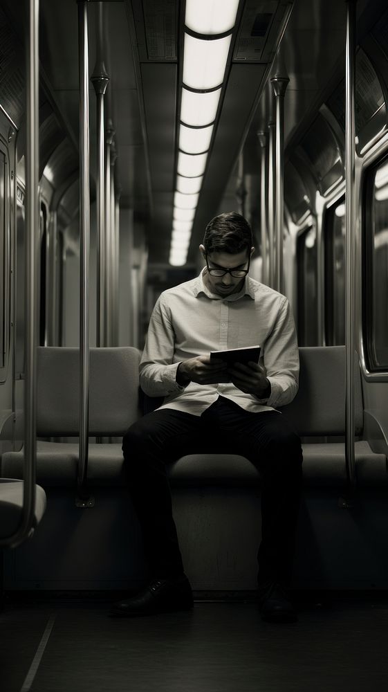 man reading subway monochrome sitting | Premium Photo - rawpixel