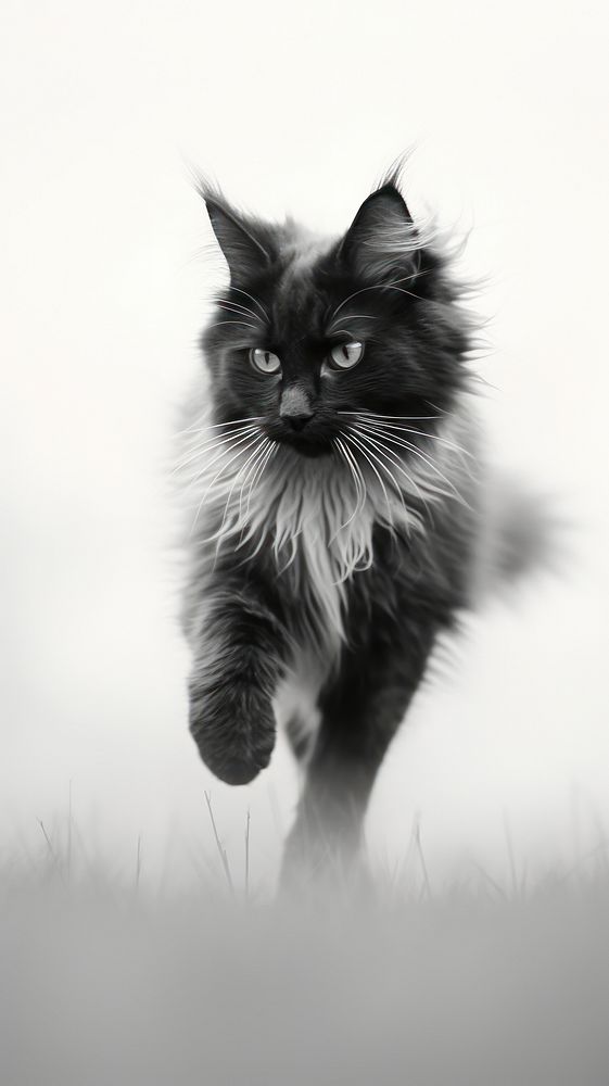Cat running blurry monochrome mammal | Free Photo - rawpixel