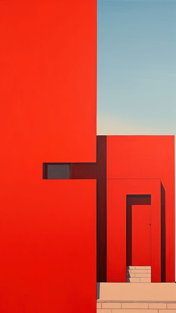 Red building wallpaper art architecture | Free Photo Illustration ...