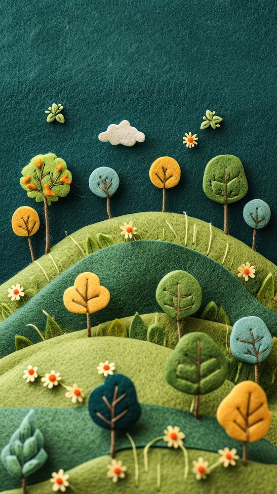 Wallpaper felt forest hill embroidery | Premium Photo - rawpixel