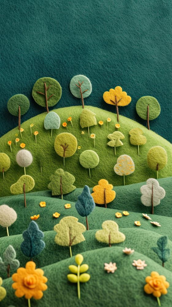 Wallpaper felt forest hill art | Premium Photo - rawpixel