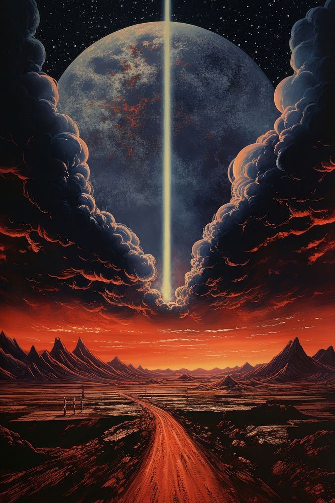 Apocalypse astronomy mountain nature. | Free Photo Illustration - rawpixel