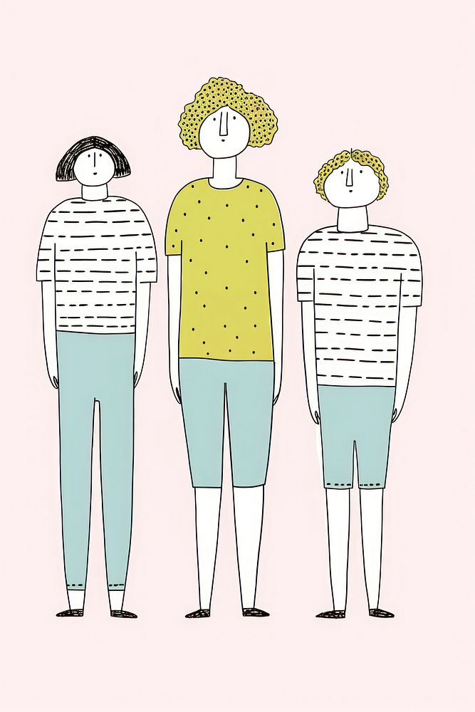 Three friends cartoon drawing sketch. | Premium Photo Illustration ...