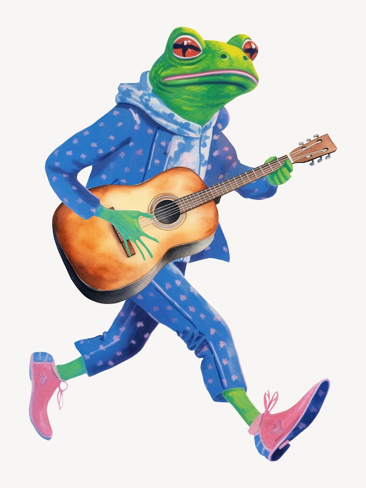 Musician frog character holding guitar | Premium Photo Illustration ...