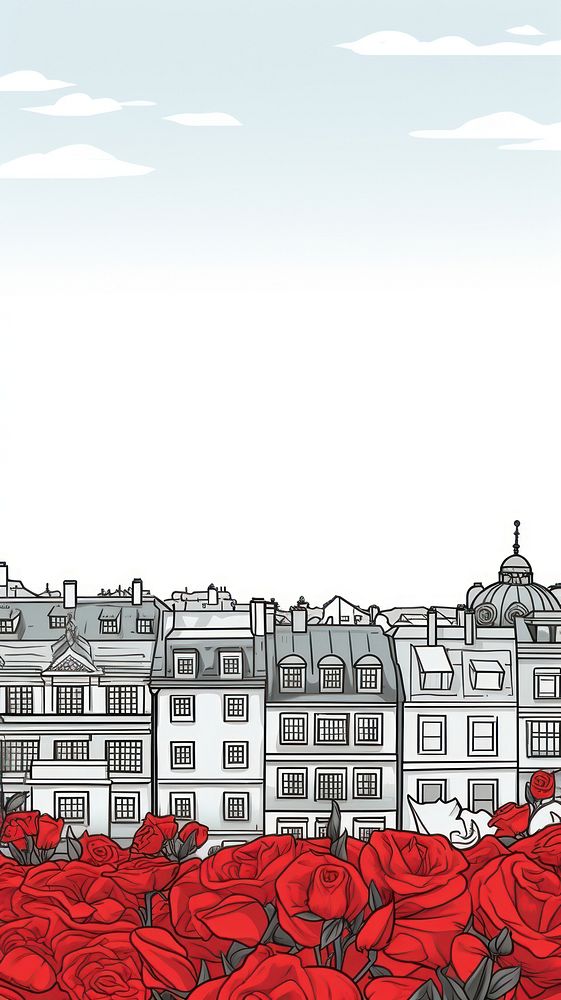 Roses architecture building drawing. | Free Photo Illustration - rawpixel