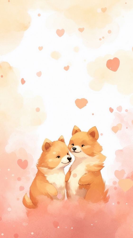 Cute dogs hugging mammal art | Free Photo Illustration - rawpixel