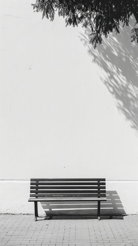 A bench shadow white wall. | Free Photo - rawpixel