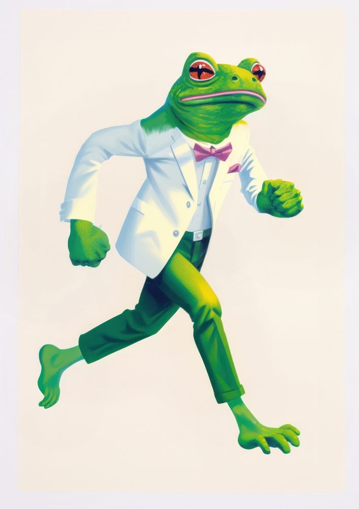 cartoon muscular Frog wear wedding | Free Photo Illustration - rawpixel
