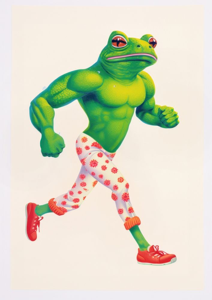 cartoon muscular Frog wear white | Premium Photo Illustration - rawpixel