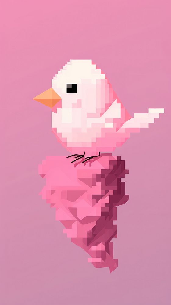 Pink bird art creativity pixelated. | Free Photo Illustration - rawpixel