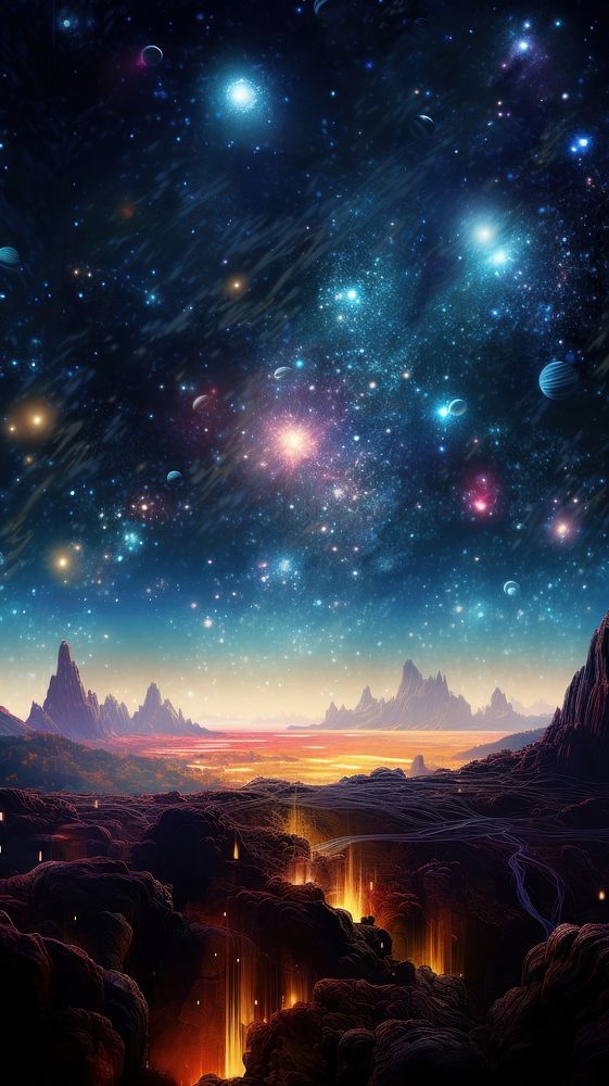 Animados Universo landscape astronomy mountain | Free Photo - rawpixel