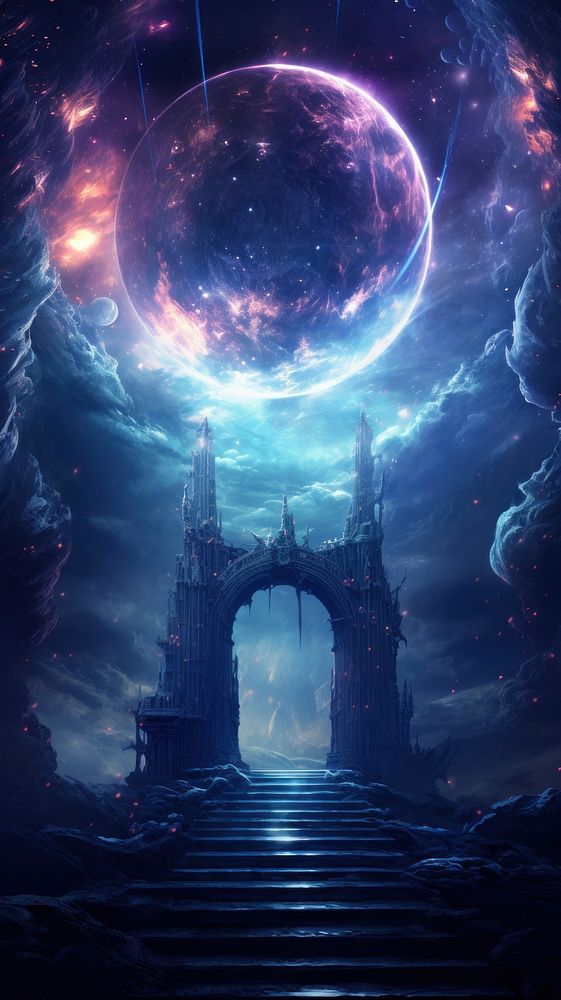 Space portal galaxy wallpaper architecture | Premium Photo Illustration ...
