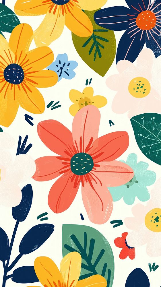 Colorful flower pattern plant. | Free Photo Illustration - rawpixel