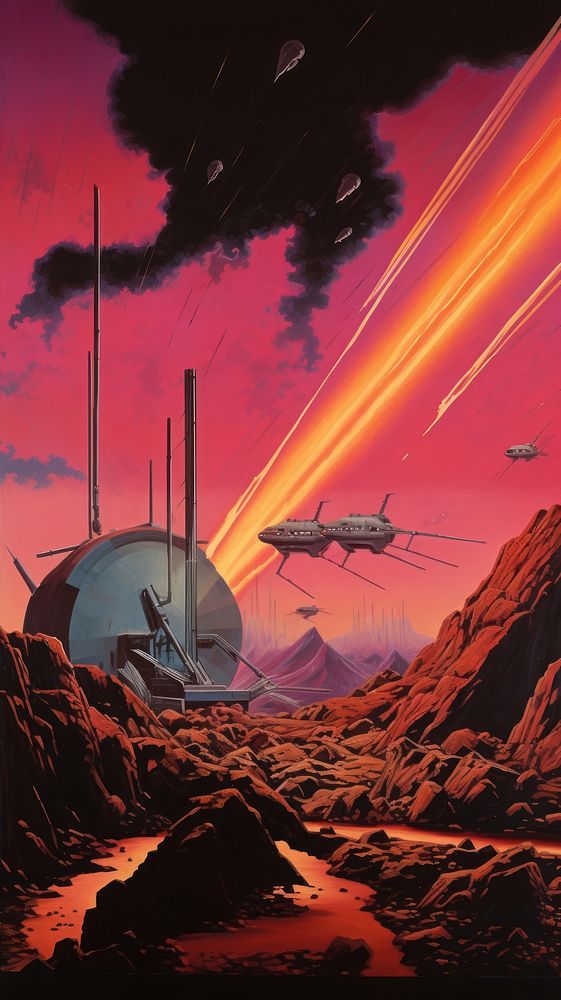 meteorites explodes pink sky outdoors | Free Photo Illustration - rawpixel