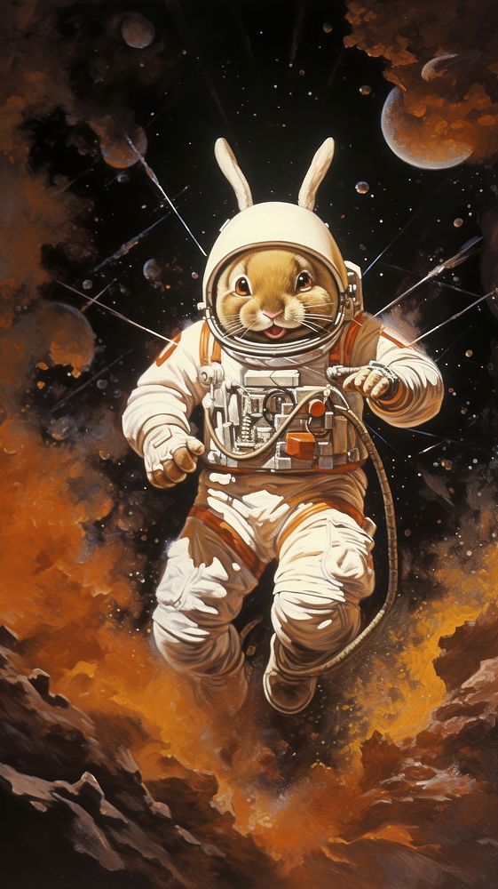happy rabbit astronaut space representation | Free Photo Illustration ...