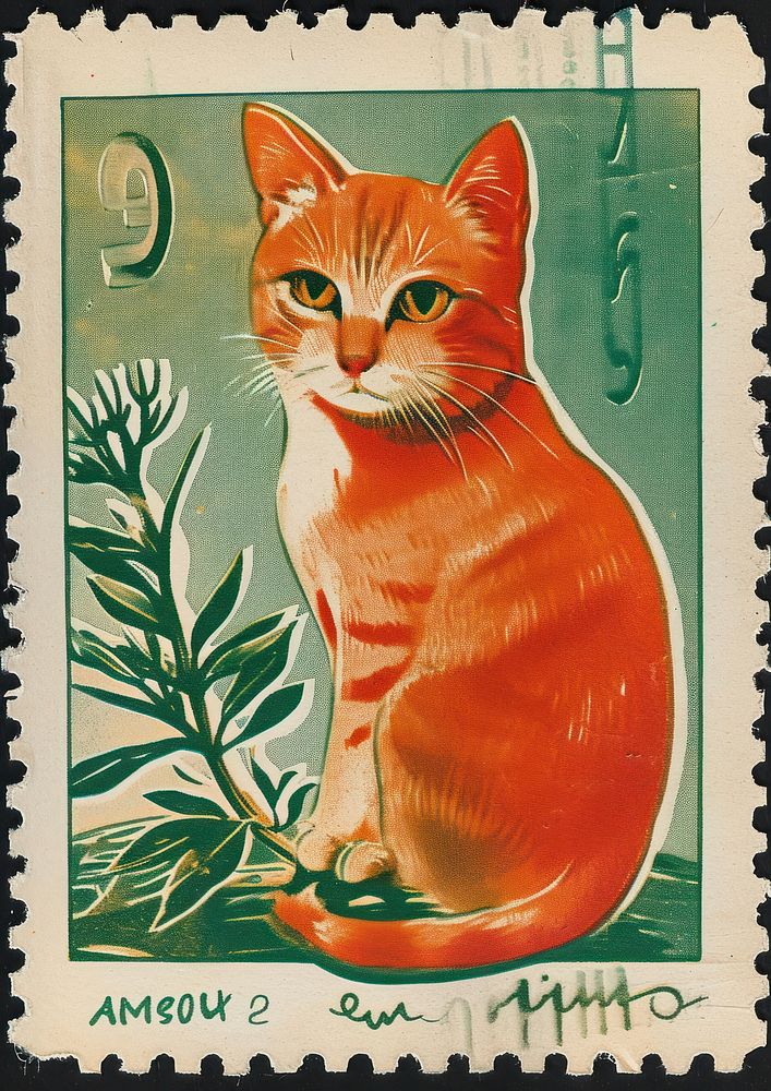 Vintage postage stamp cat animal | Premium Photo Illustration - rawpixel