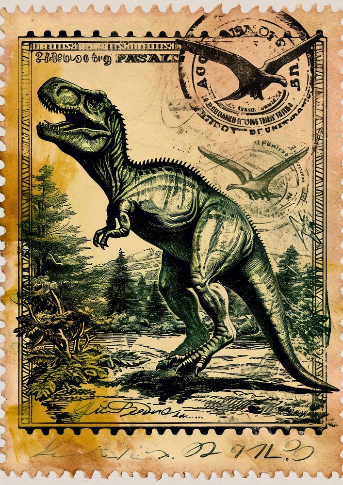 Vintage postage stamp dinosaur animal | Free Photo Illustration - rawpixel