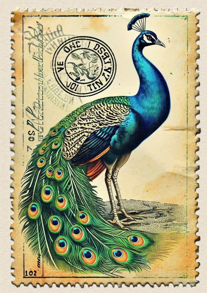 Vintage postage stamp peacock animal | Premium Photo Illustration ...